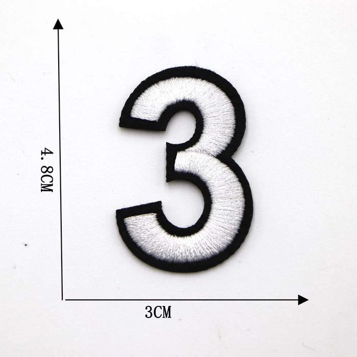 Black and White Number 'Three' Embroidered Patch — Little Patch Co