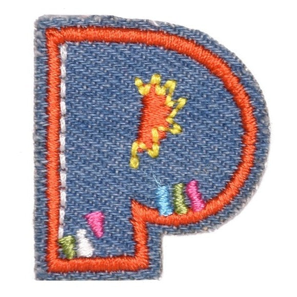 Letter P 'Denim Letter' Embroidered Patch — Little Patch Co