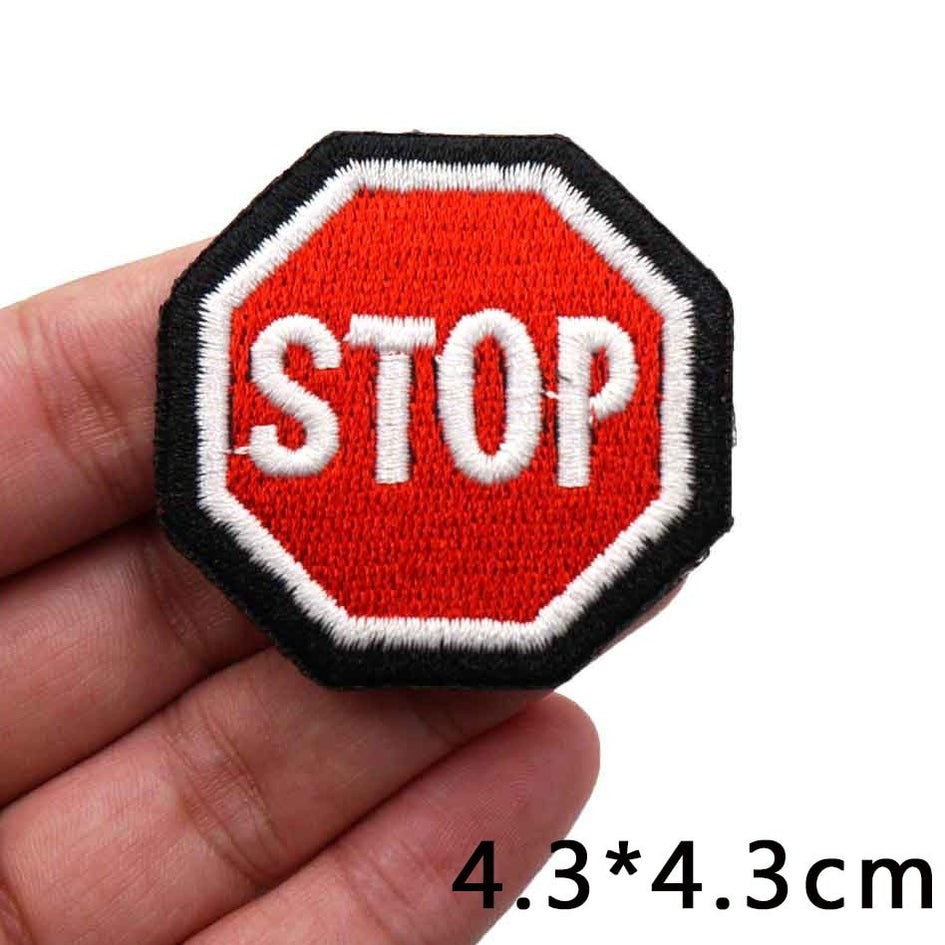 Warning Sign 'Stop' Embroidered Patch — Little Patch Co