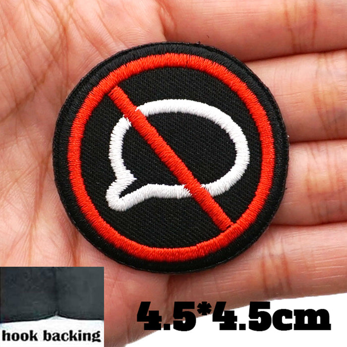 Warning Sign 'No Talking' Embroidered Velcro Patch — Little Patch Co