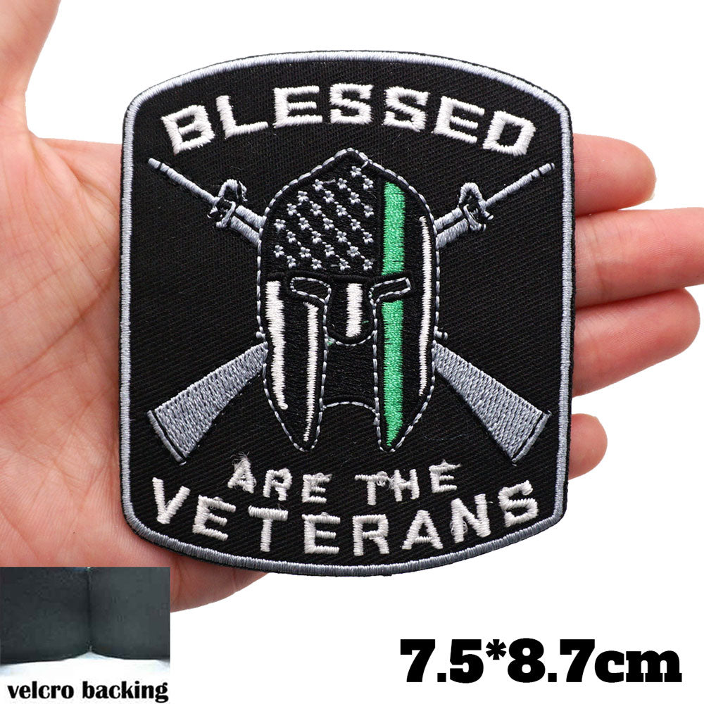 Spartan Flag Helmet 'Blessed Are The Veterans' Embroidered Velcro Patc ...