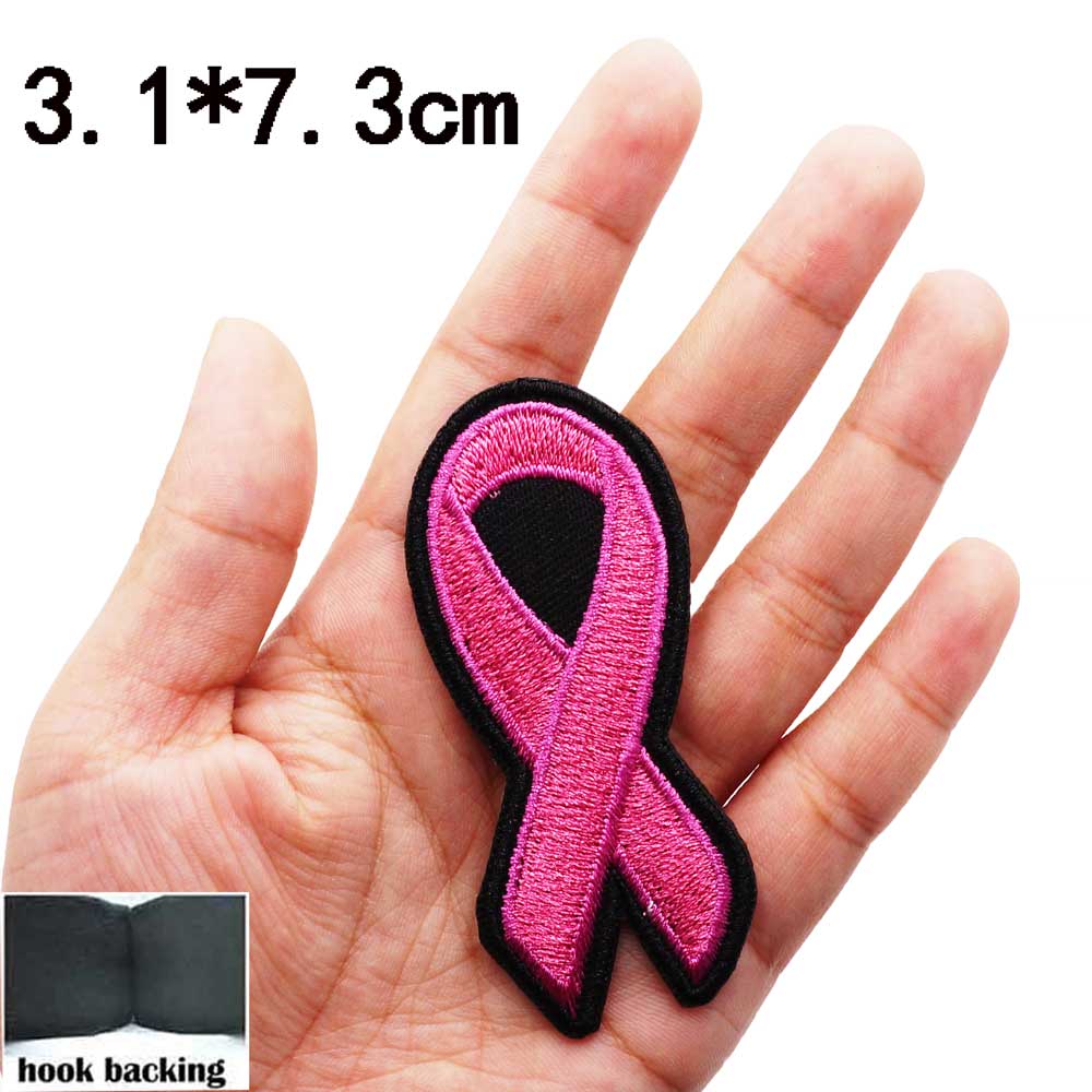 Breast Cancer Awareness 'Pink Ribbon' Embroidered Velcro Patch – Little ...