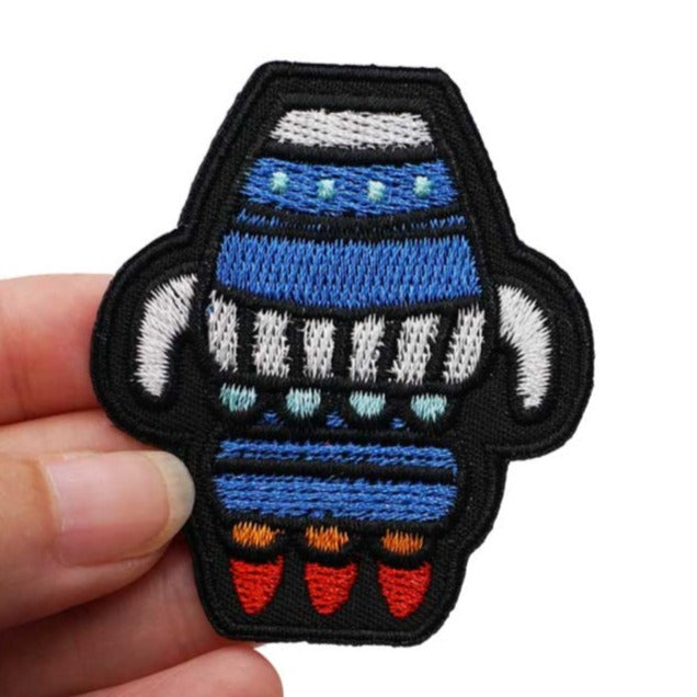 Rocket Ship 'Three Exhaust' Embroidered Velcro Patch