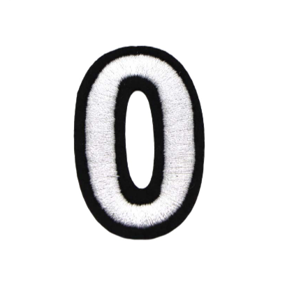 Black and White Number 'Zero' Embroidered Patch — Little Patch Co