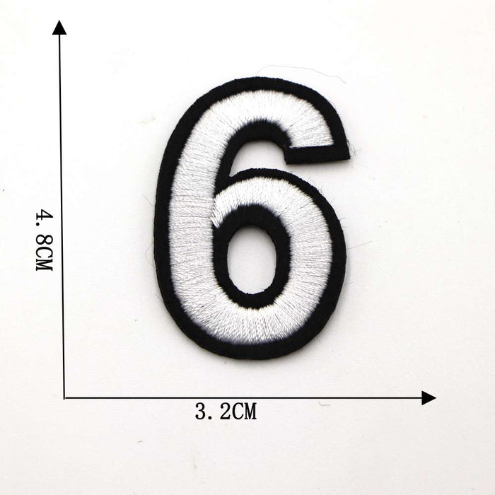 Black and White Number 'Six' Embroidered Patch — Little Patch Co