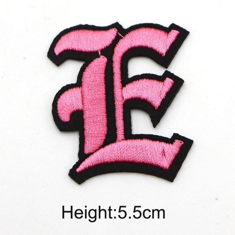 Gothic Font 'Letter E | Pink' Embroidered Patch – Little Patch Co