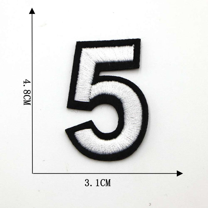 Black and White Number 'Five' Embroidered Patch — Little Patch Co
