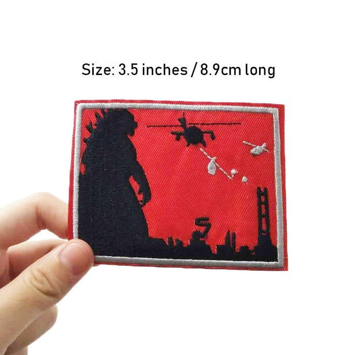 Godzilla Silhouette 'Helicopters' Embroidered Patch — Little Patch Co