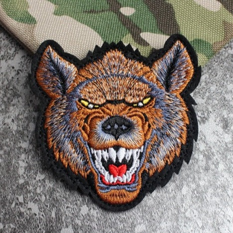 Hyena 'Fierce | Head' Embroidered Velcro Patch — Little Patch Co